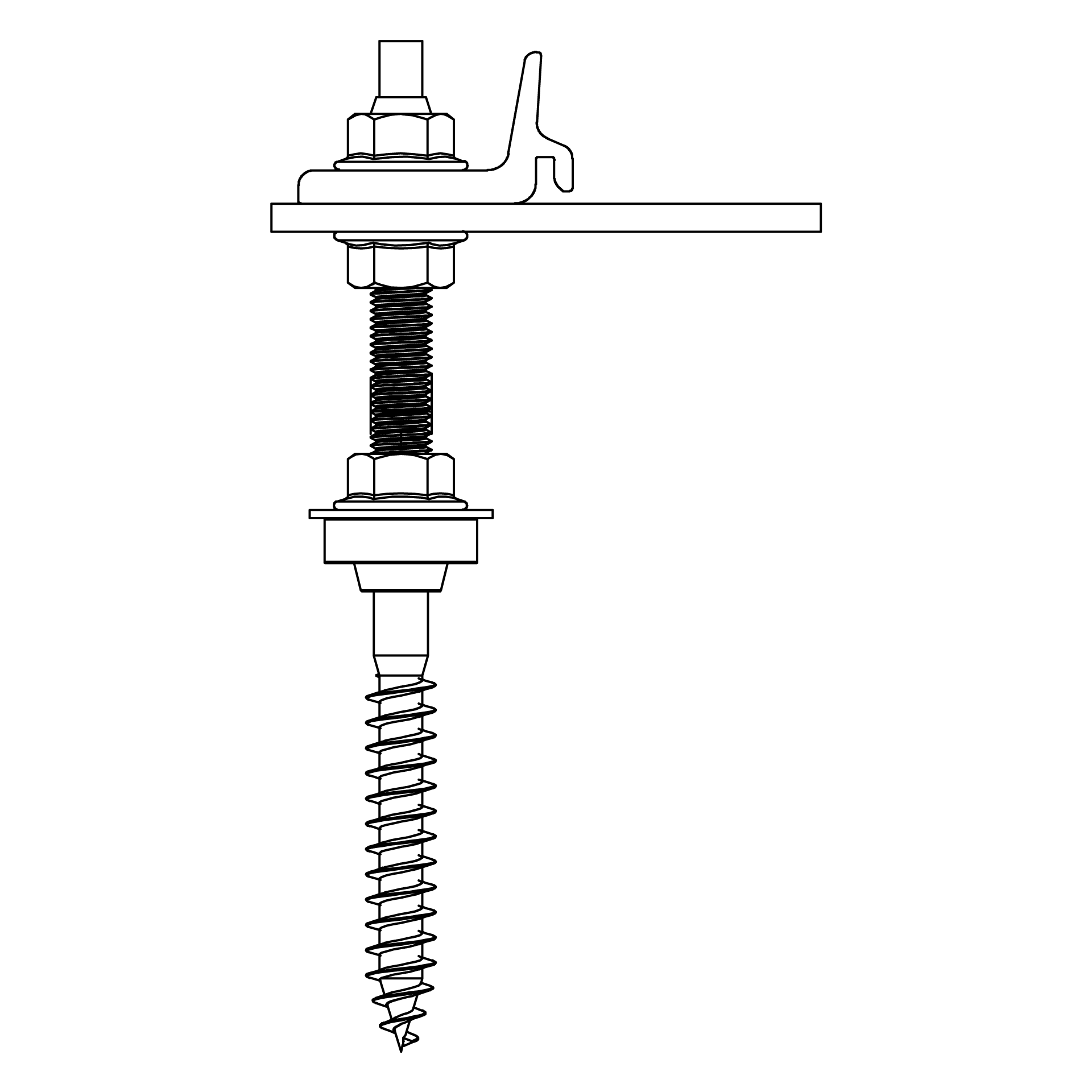 Hanger bolt M10x180 with climber and fibre cement seal
