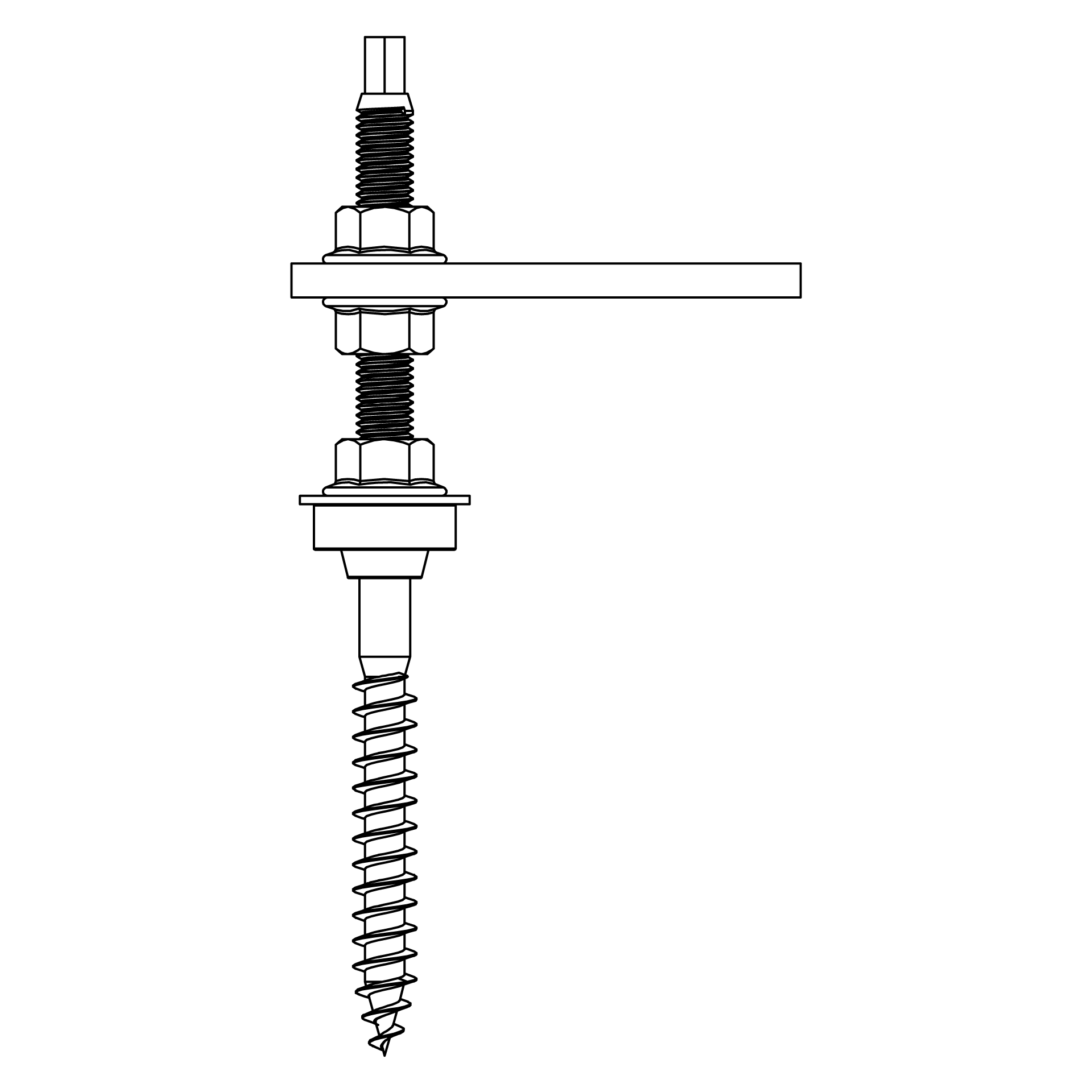 Hanger bolt M10x180 with adapterplate and fibre cement seal